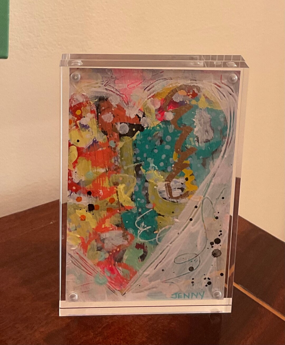 Abstract Heart Painting in Acrylic Frame - AH41 - Etsy