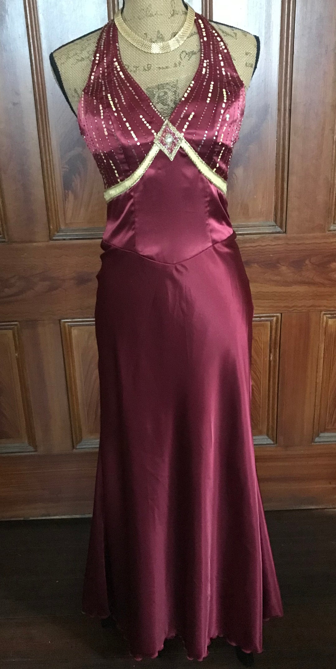 Vintage 30s-inspired Gatsby-inspired Glam Art Deco-inspired Burgundy ...