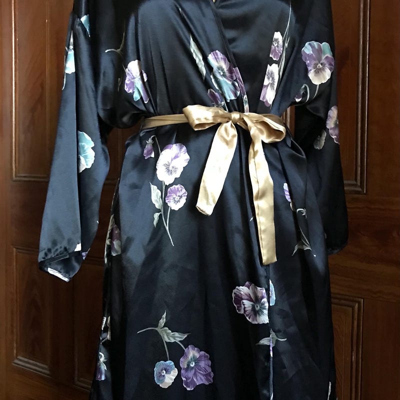 Floral Satin Robe - Etsy