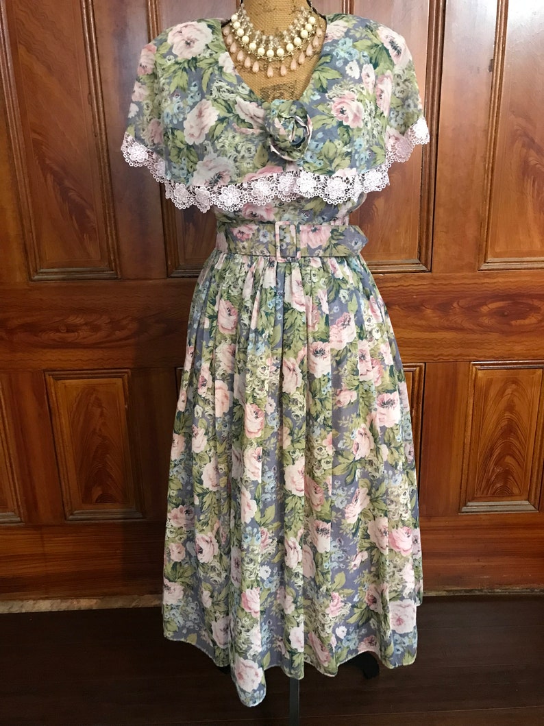 80s Vintage Algo-ettes Floral Lace Bib Dress - Etsy