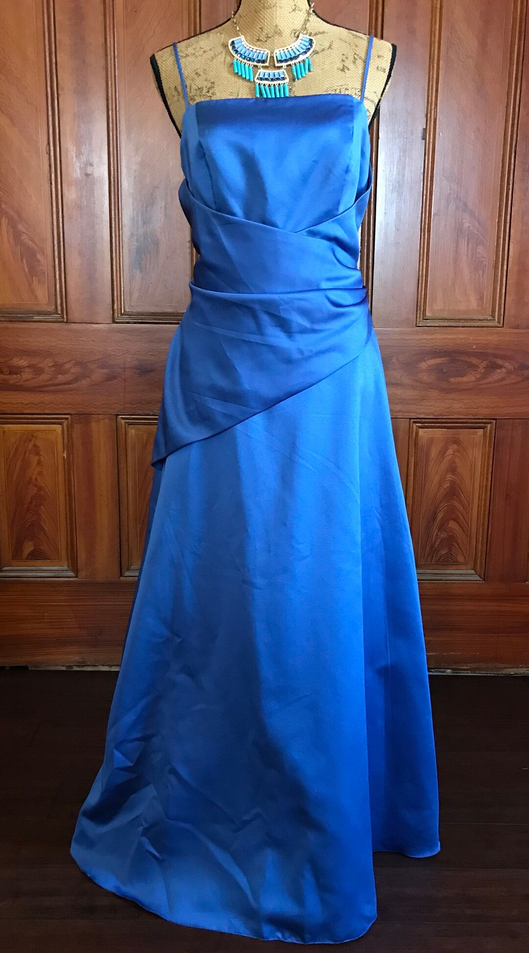 Vintage Alfred Angelo Periwinkle Blue Satin Romantic Prom Gown With ...