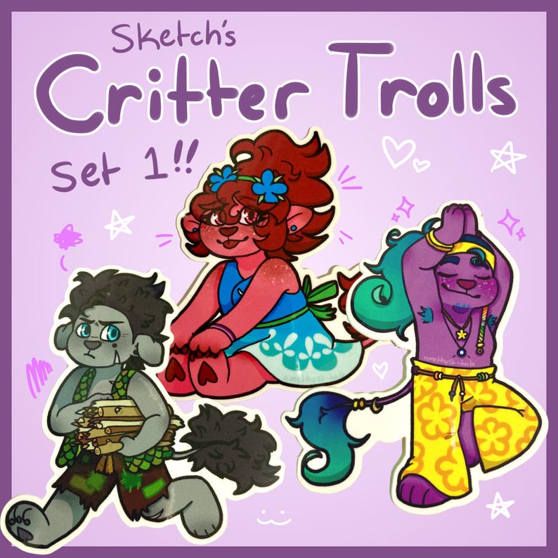 Critter Trolls Sticker Set 1 | Trolls | Poppy, Branch, Creek Stickers ...