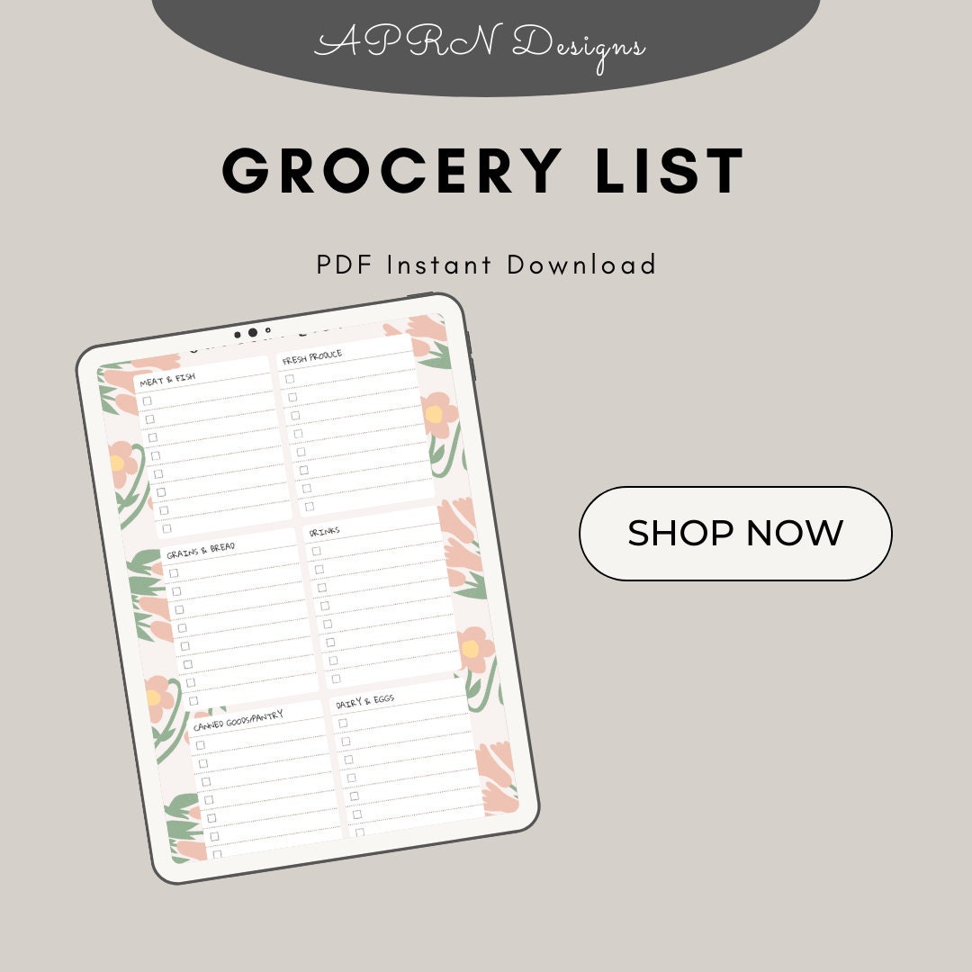 Grocery List Printable Template, Grocery Planner, Food Shopping List ...