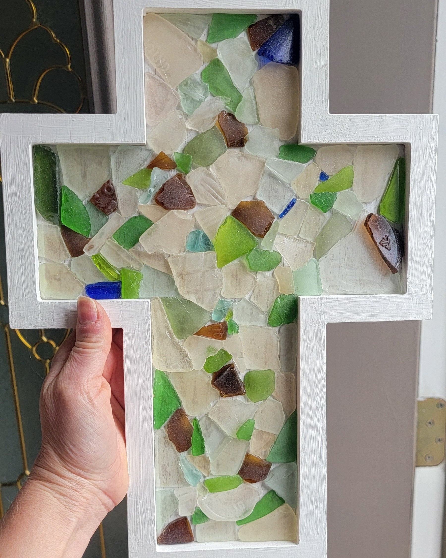 Mosaic Sea Glass Cross Woman Owned Business Religious Beach - Etsy