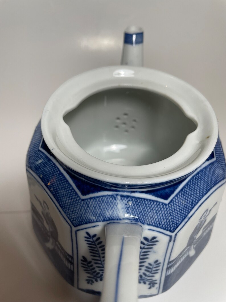 Antique Dutch Chinoiserie Porcelain Teapot and Warming Stand Blue and ...