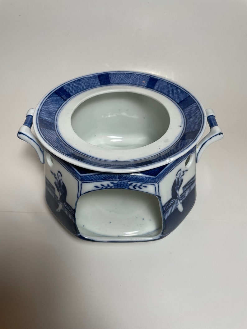 Antique Dutch Chinoiserie Porcelain Teapot and Warming Stand Blue and ...