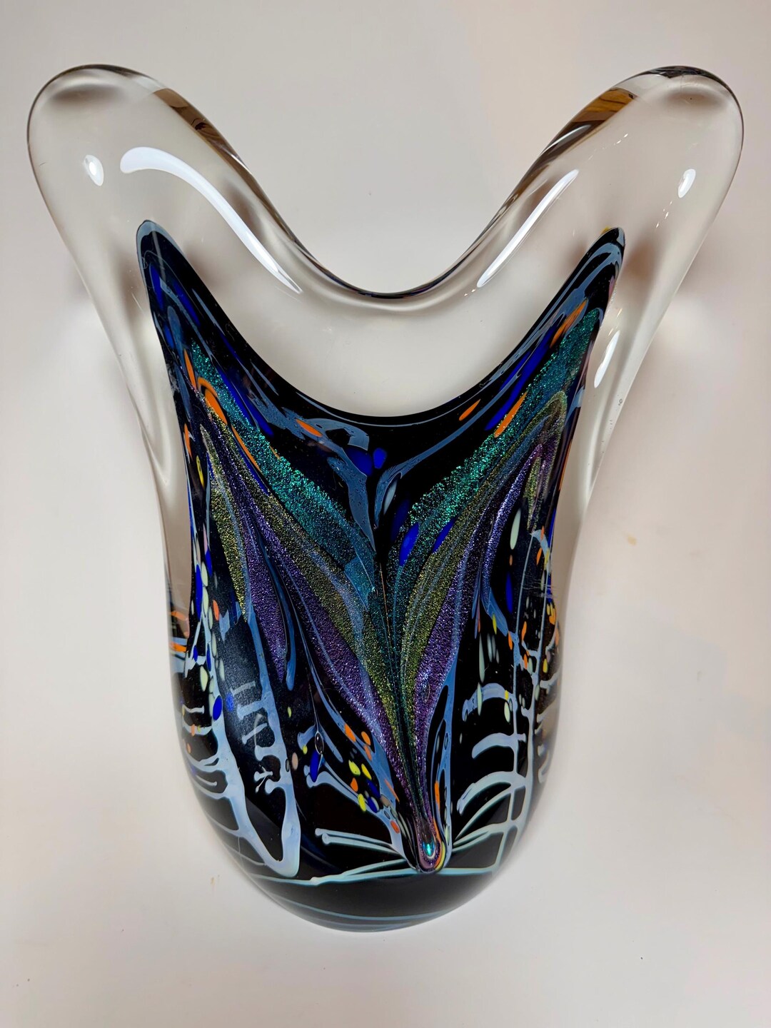 Rollin Karg Signed Dichroic Art Glass Hand Blown Sculpture 13” - Etsy