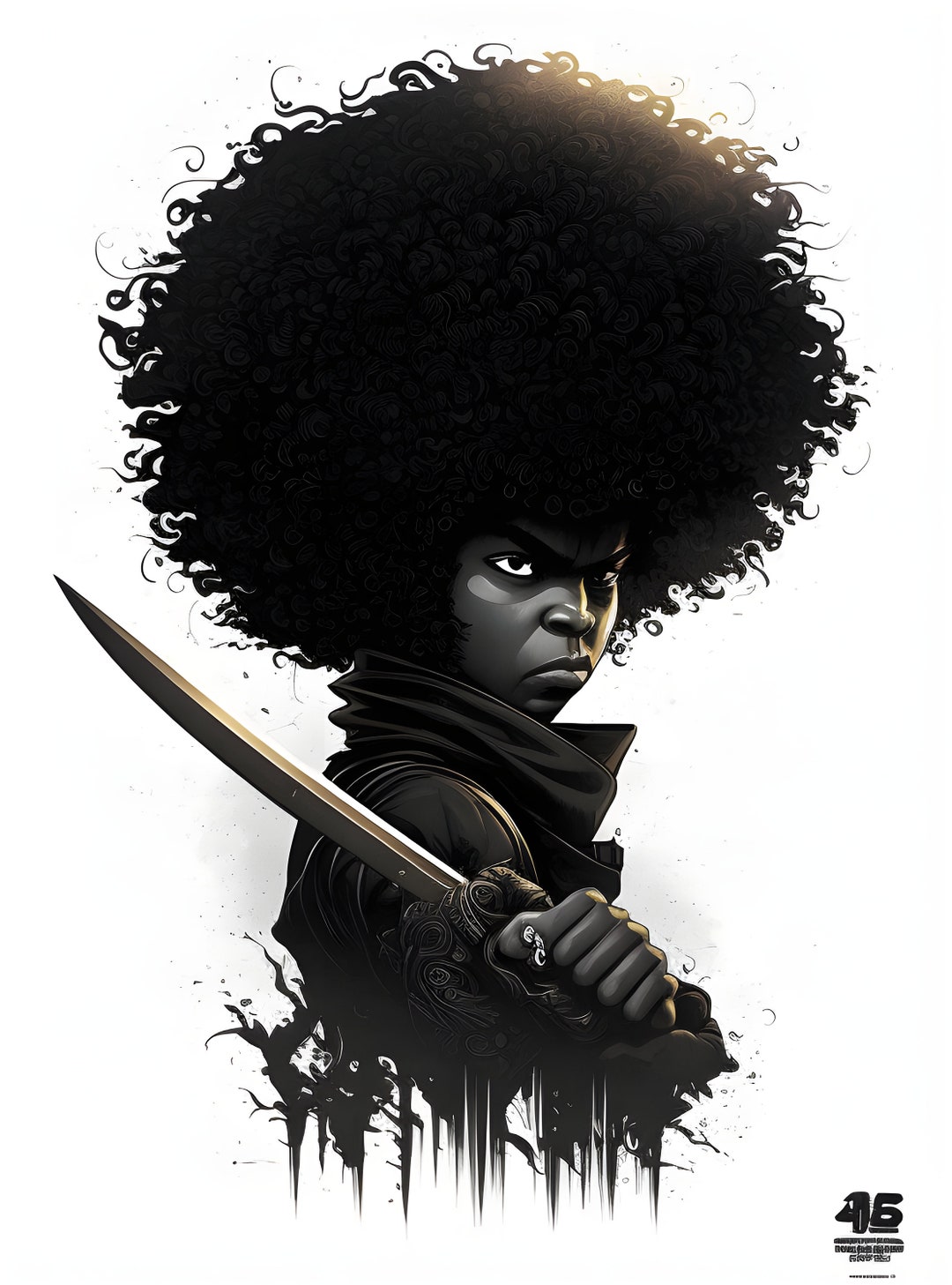 Afro Ninja Art | Ninja Graphics | Anime Inspired | Sublimation | Shirt ...