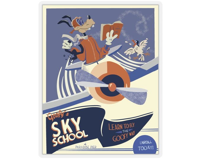Goofy Flight School Sticker - Etsy
