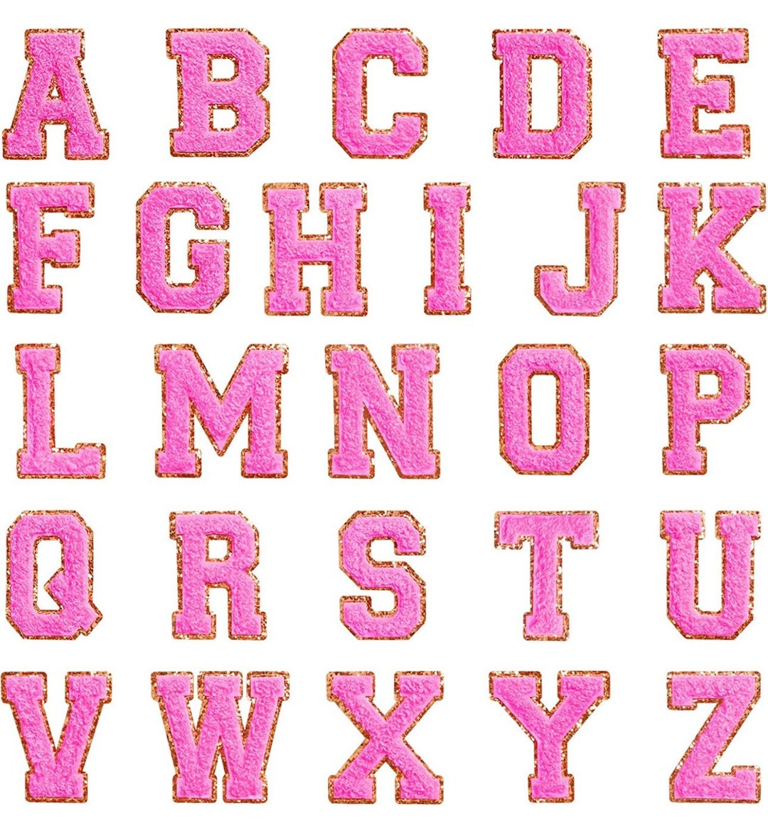 Self Adhesive Hot Pink Letter Patches. Chenille Letter Patches. - Etsy