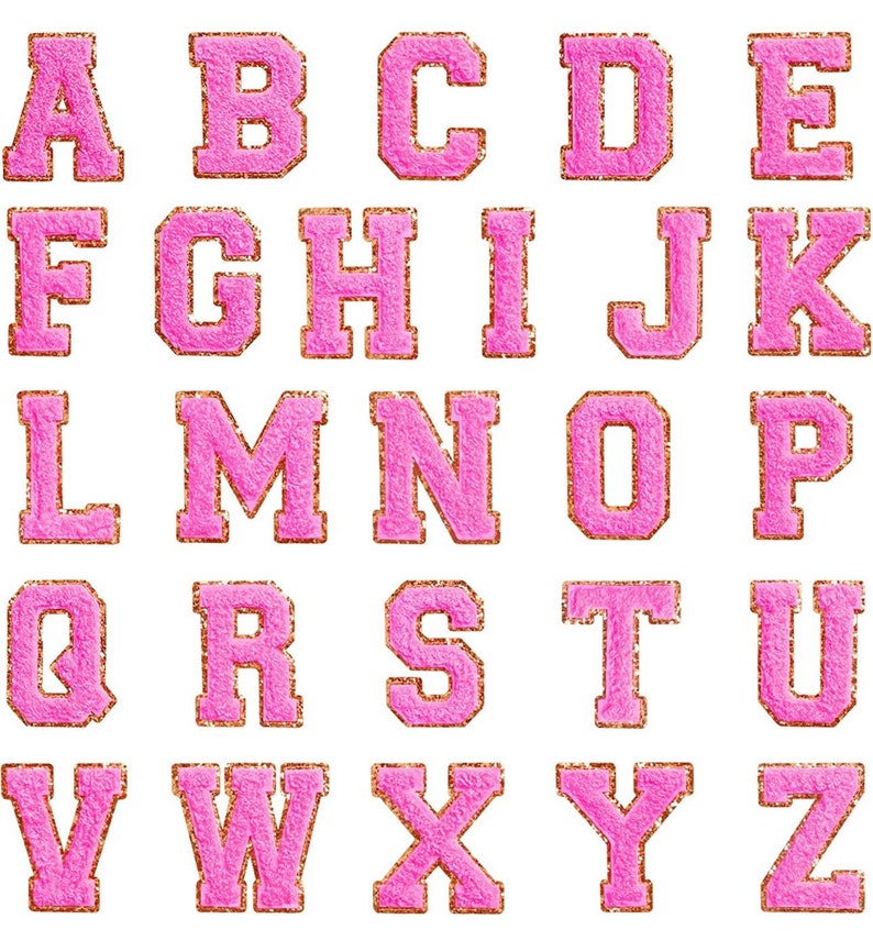 Self Adhesive Hot Pink Letter Patches. Chenille Letter Patches. - Etsy