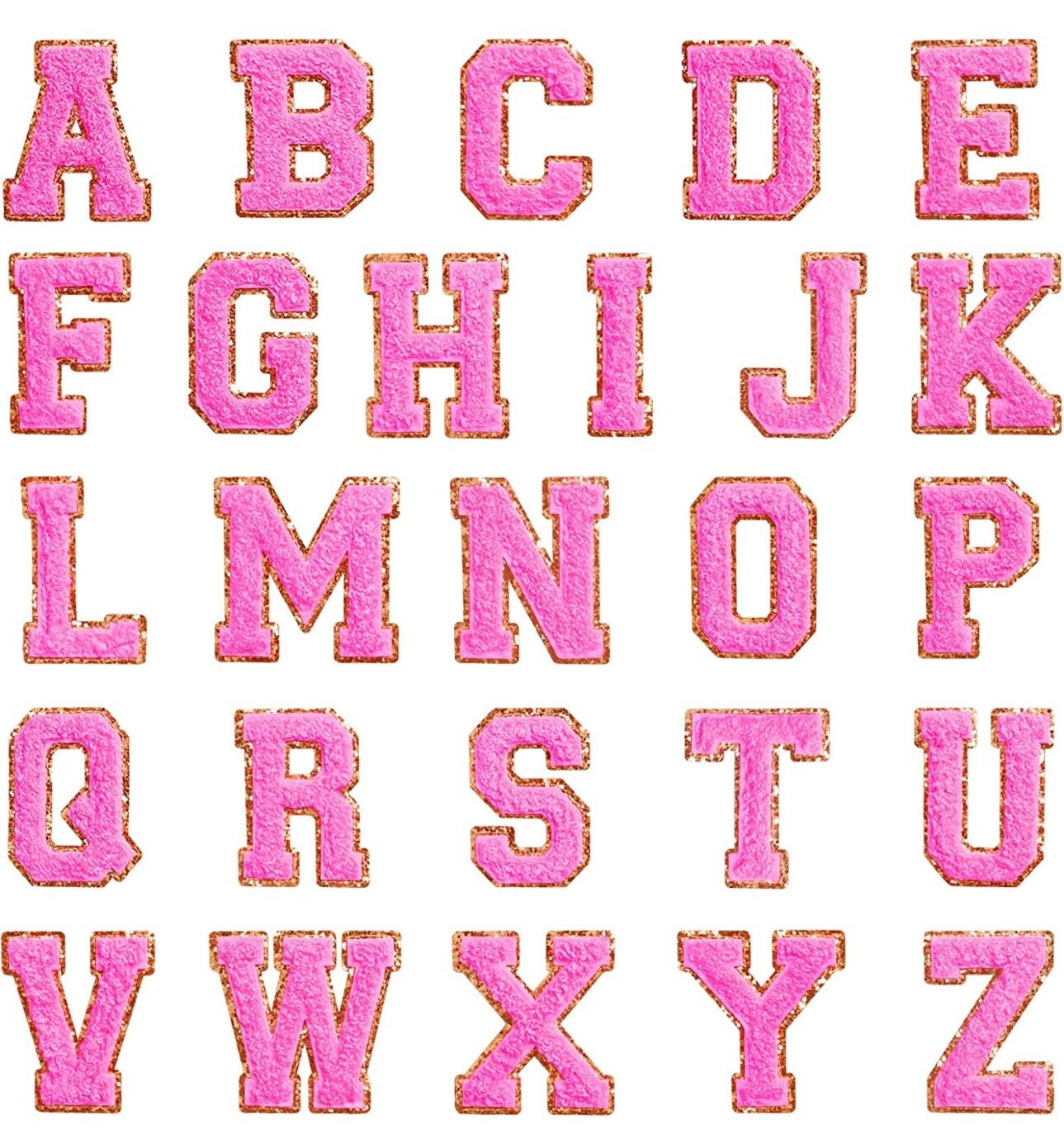 Self Adhesive Hot Pink Letter Patches. Chenille Letter Patches. - Etsy