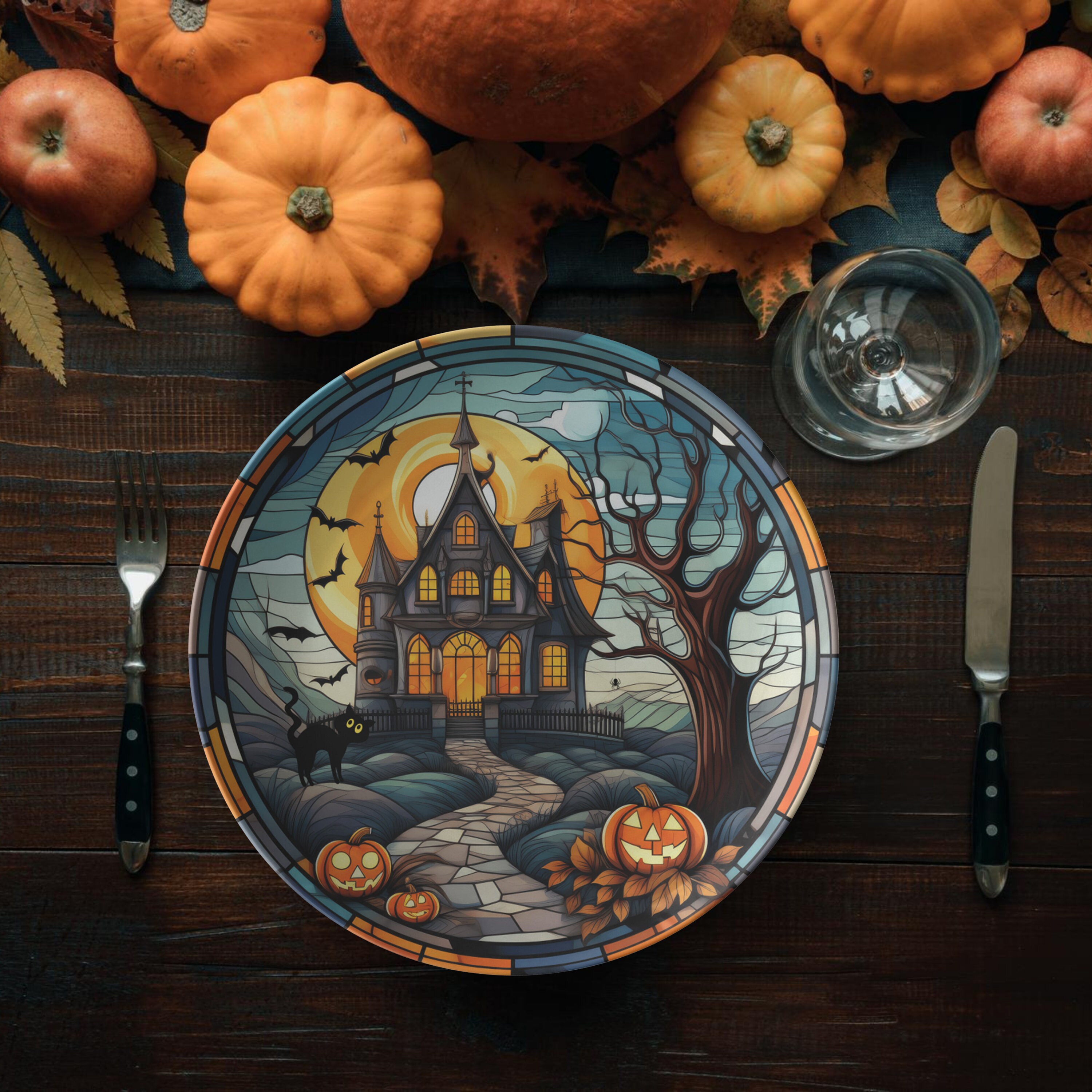 Halloween Plates Haunted Mansion Haunted House Decor Halloween Party ...