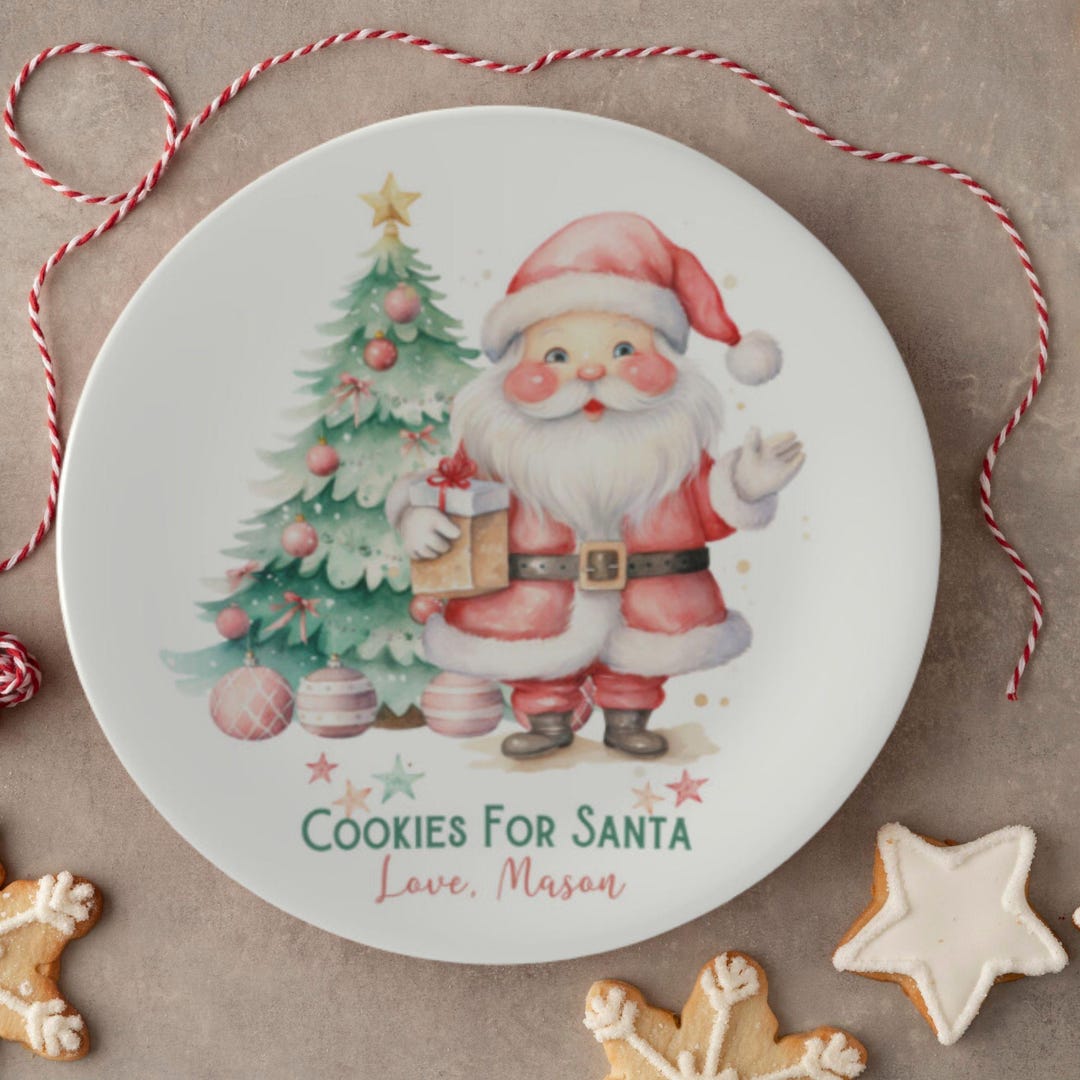 Personalized Santa Cookie Plate Christmas Keepsake, Cookies for Santa Plate Custom Kids ...