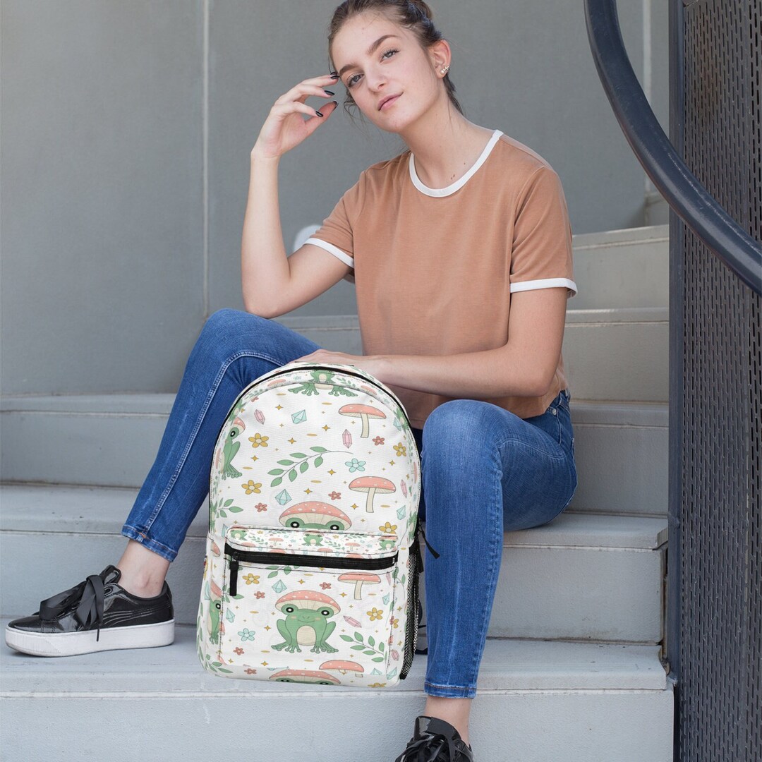 Cottagecore Backpack Cottagecore Frog Book Bag for Women Large Ladies ...