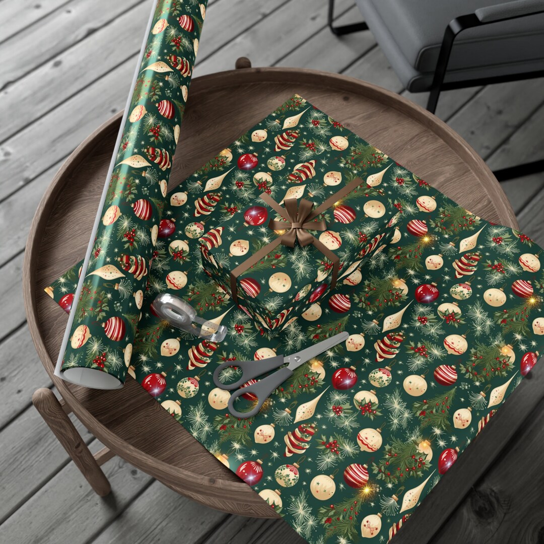 Retro Christmas Wrapping Paper, Vintage Christmas Wrapping Paper in ...