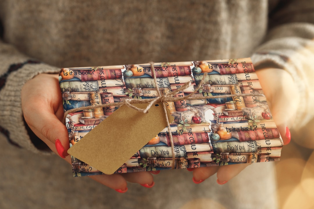 Book Lover Gift Wrapping Paper Reader Gift Wrap, Librarian Gift Funny ...