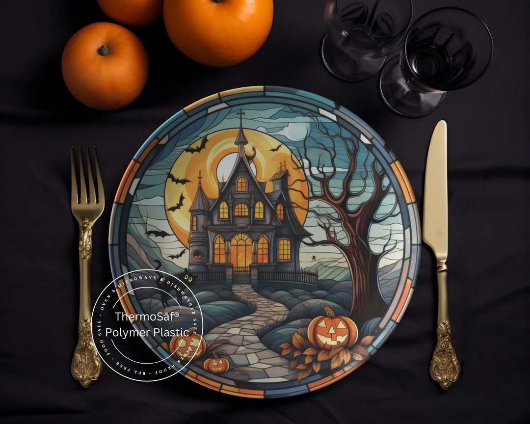 Thermosaf Polymer Halloween Plates Haunted Mansion Haunted House Decor ...