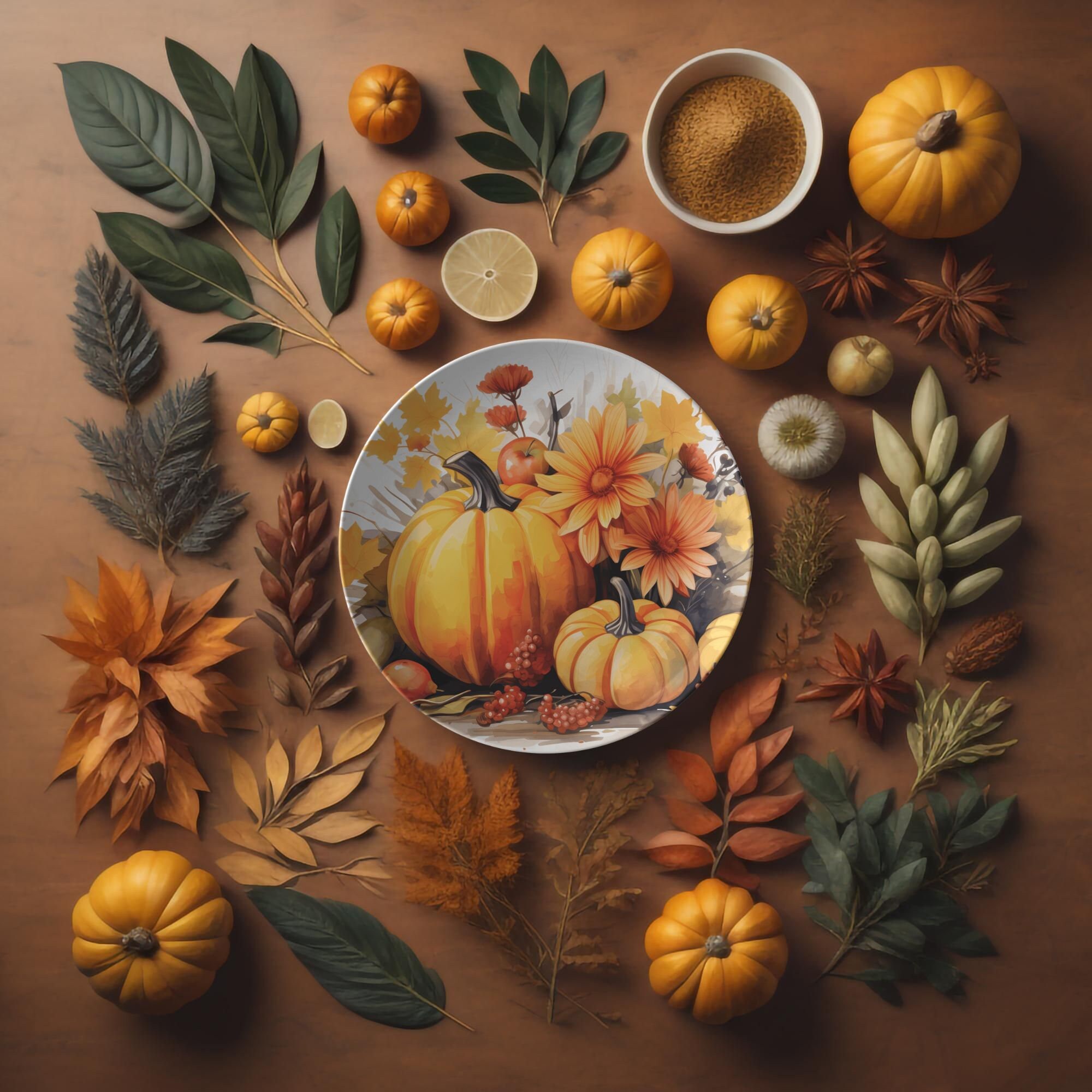 Thermosaf Polymer Rustic Fall Pumpkin Plates Autumn Decor Rustic Fall ...