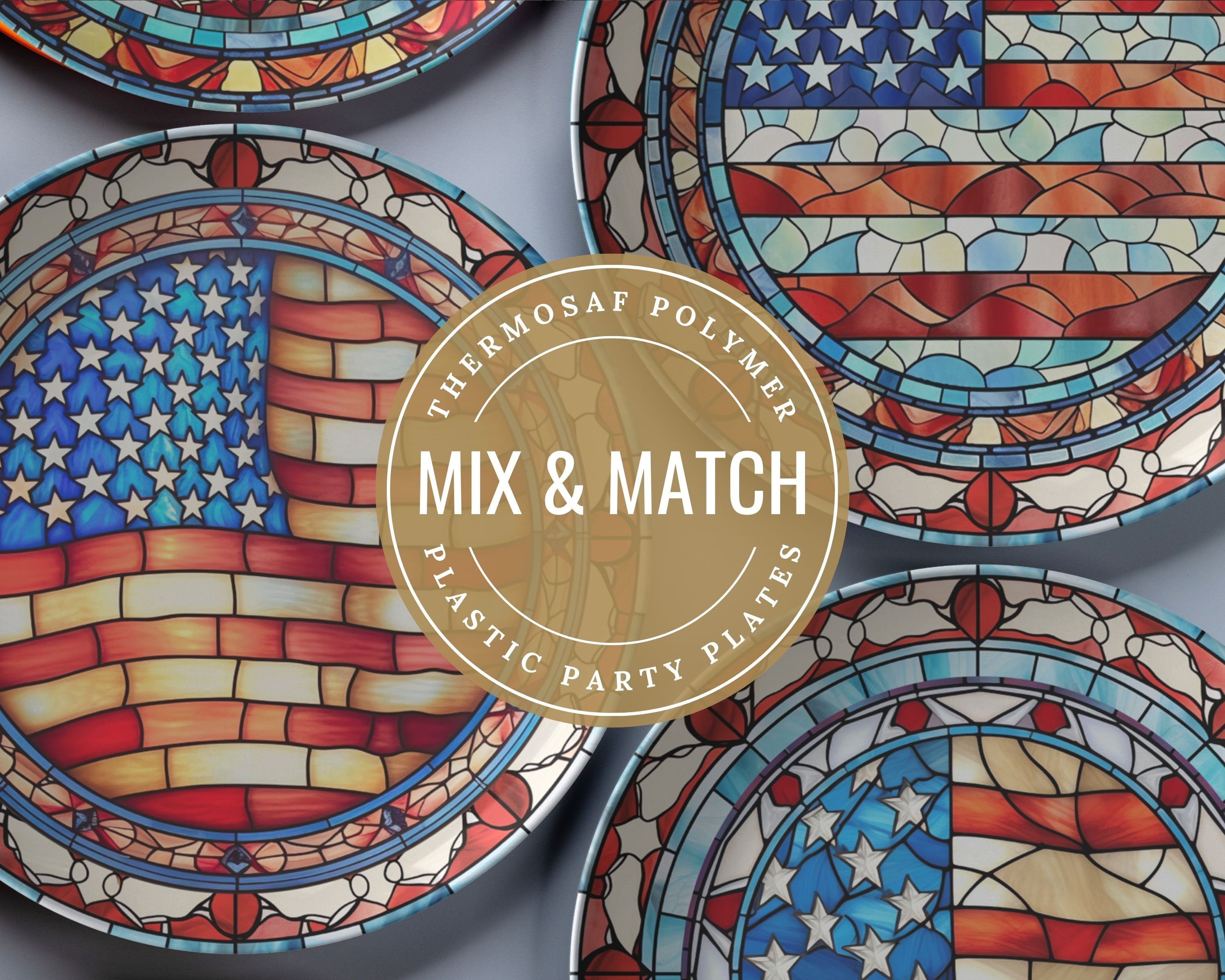 Thermosaf Polymer Plastic American Flag Dinner Plates, Red White and ...