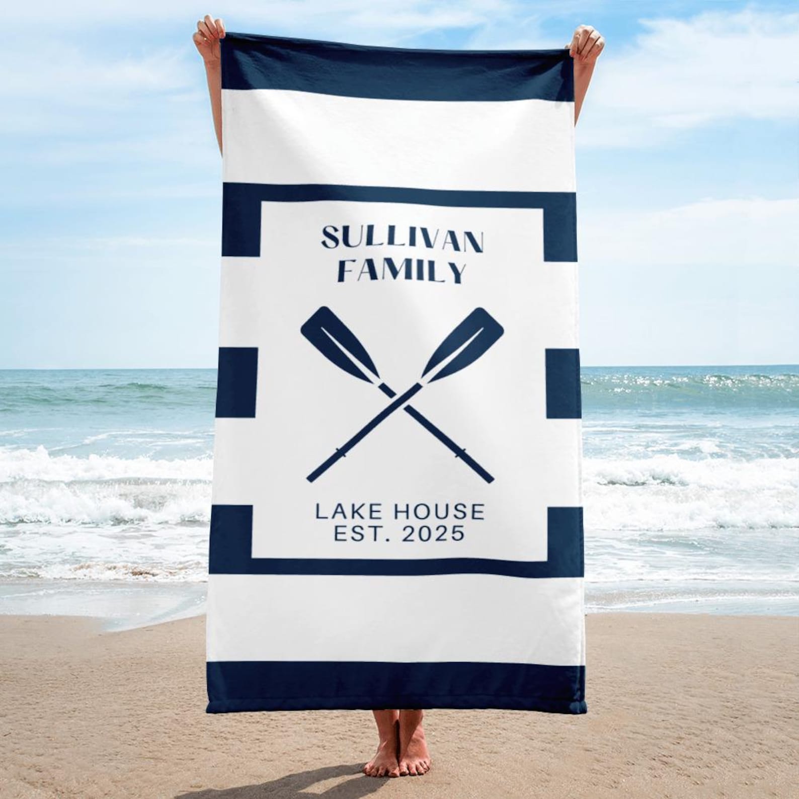 Custom Boat Towel Lakehouse Decor, Large Beach Towel Sailing Gift ...