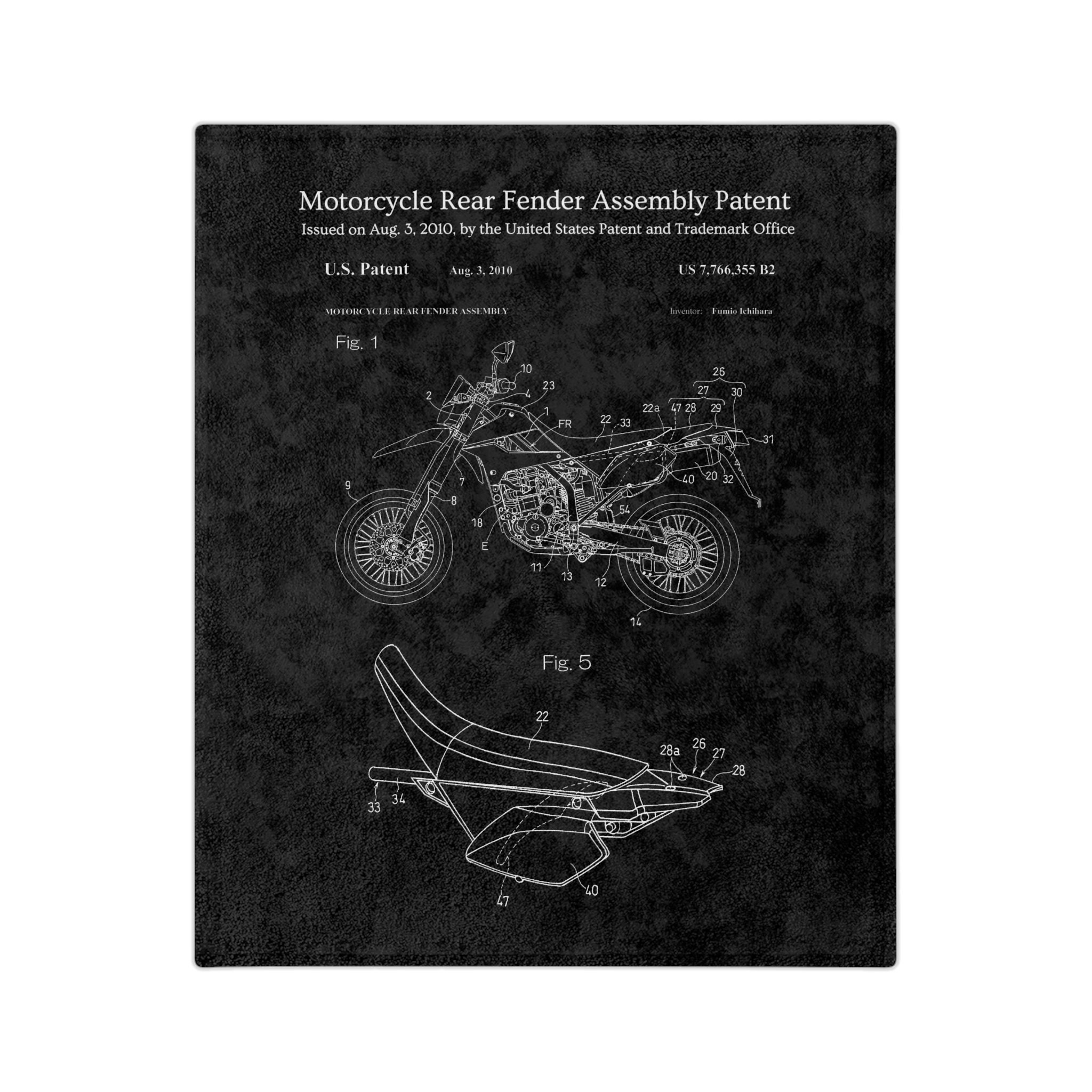 Dirtbike Motorcycle Rear Fender Assembly Patent Blanket Minky - Etsy