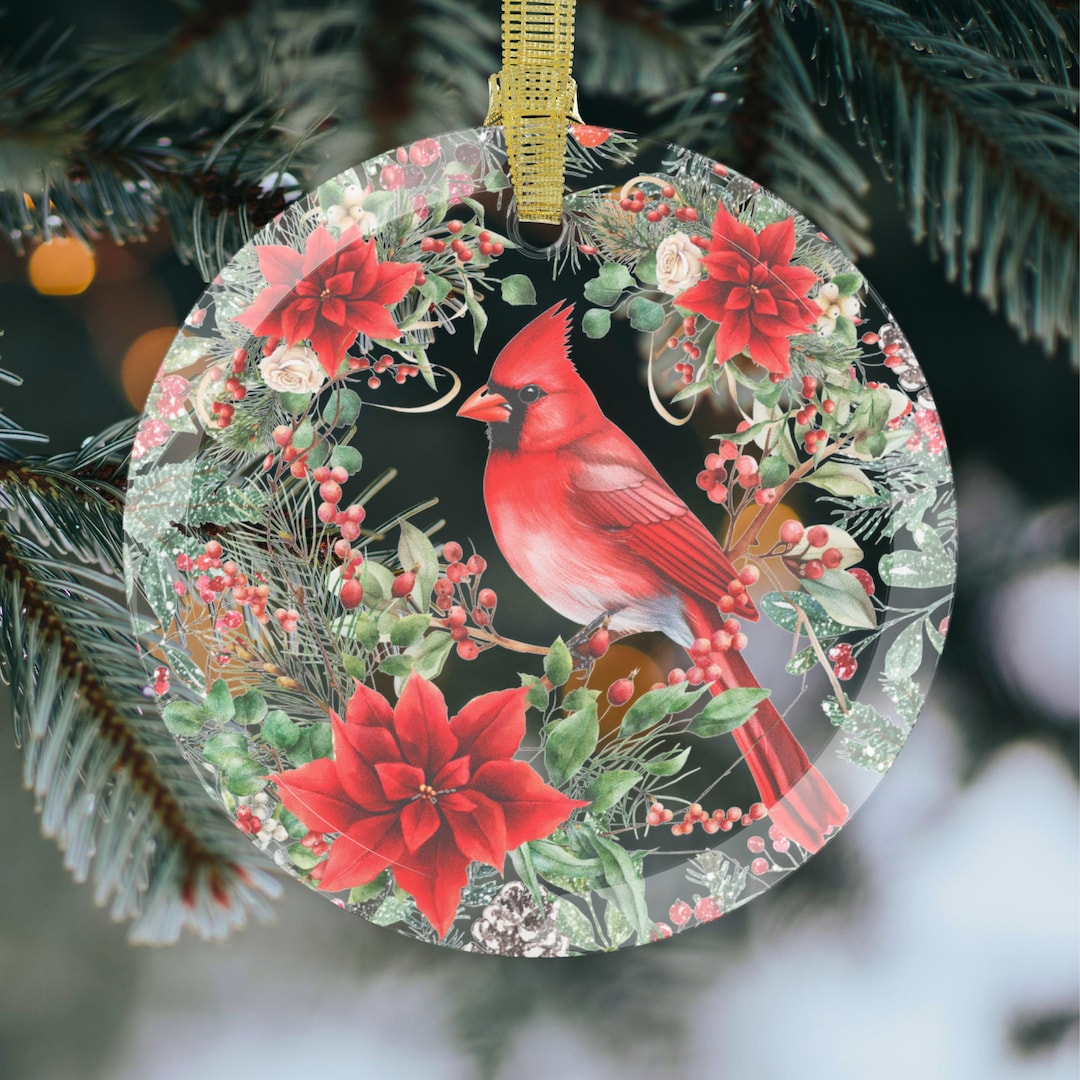 Red Cardinal Christmas Ornament Holiday Decor, Unique Glass Christmas ...