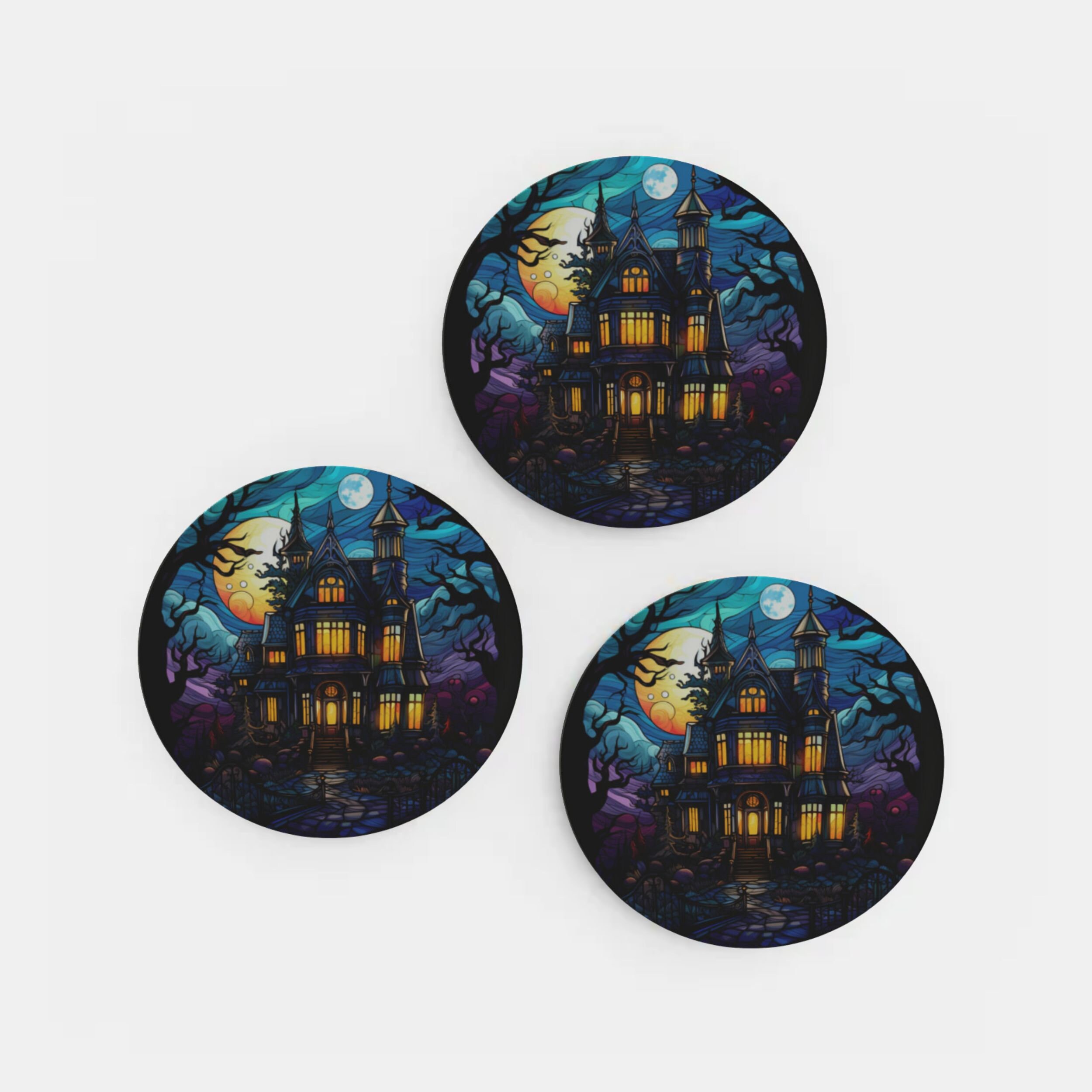 Bone China Halloween Haunted Mansion Plates Haunted House - Etsy