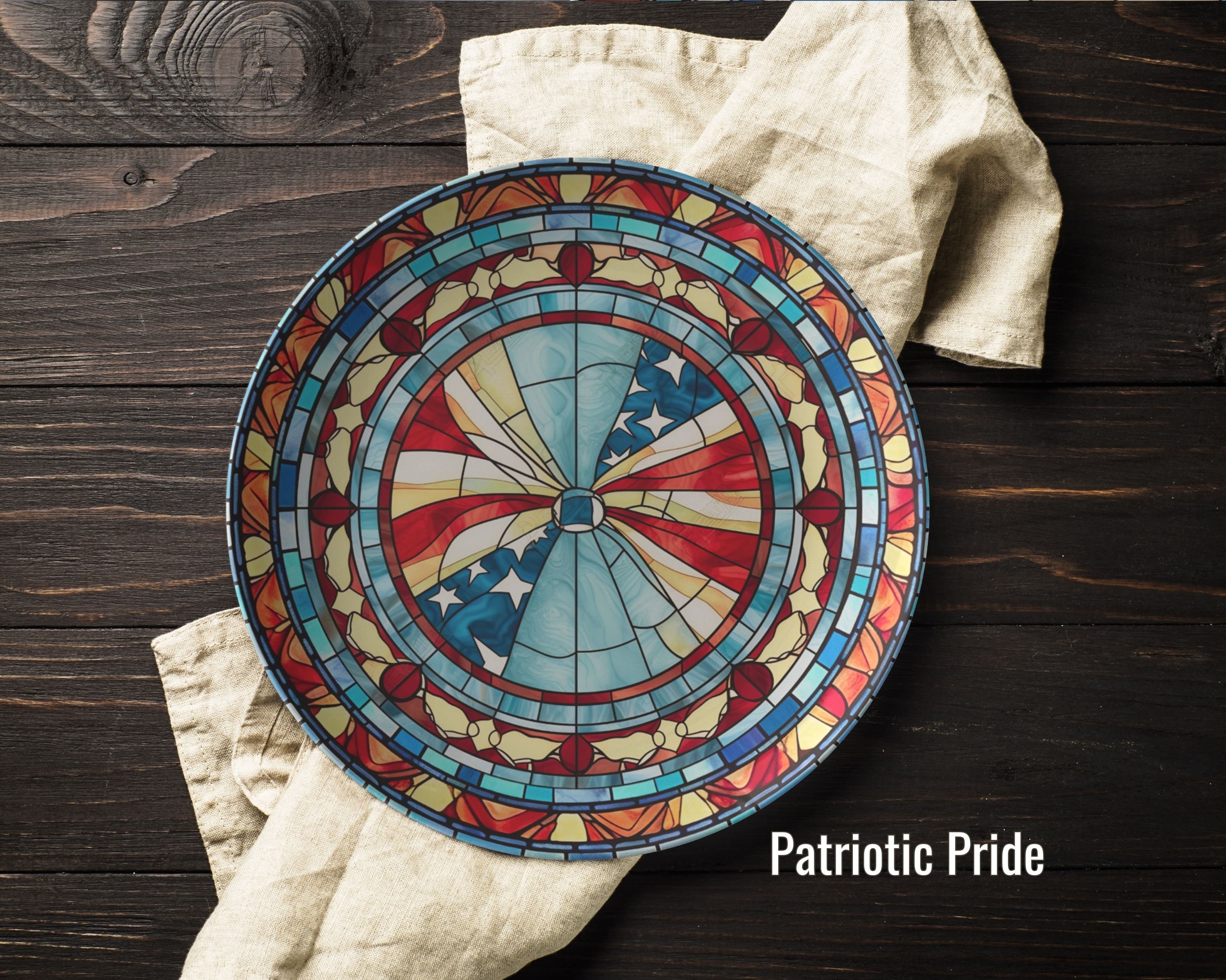 Thermosaf Polymer Plastic American Flag Dinner Plates, Red White and ...