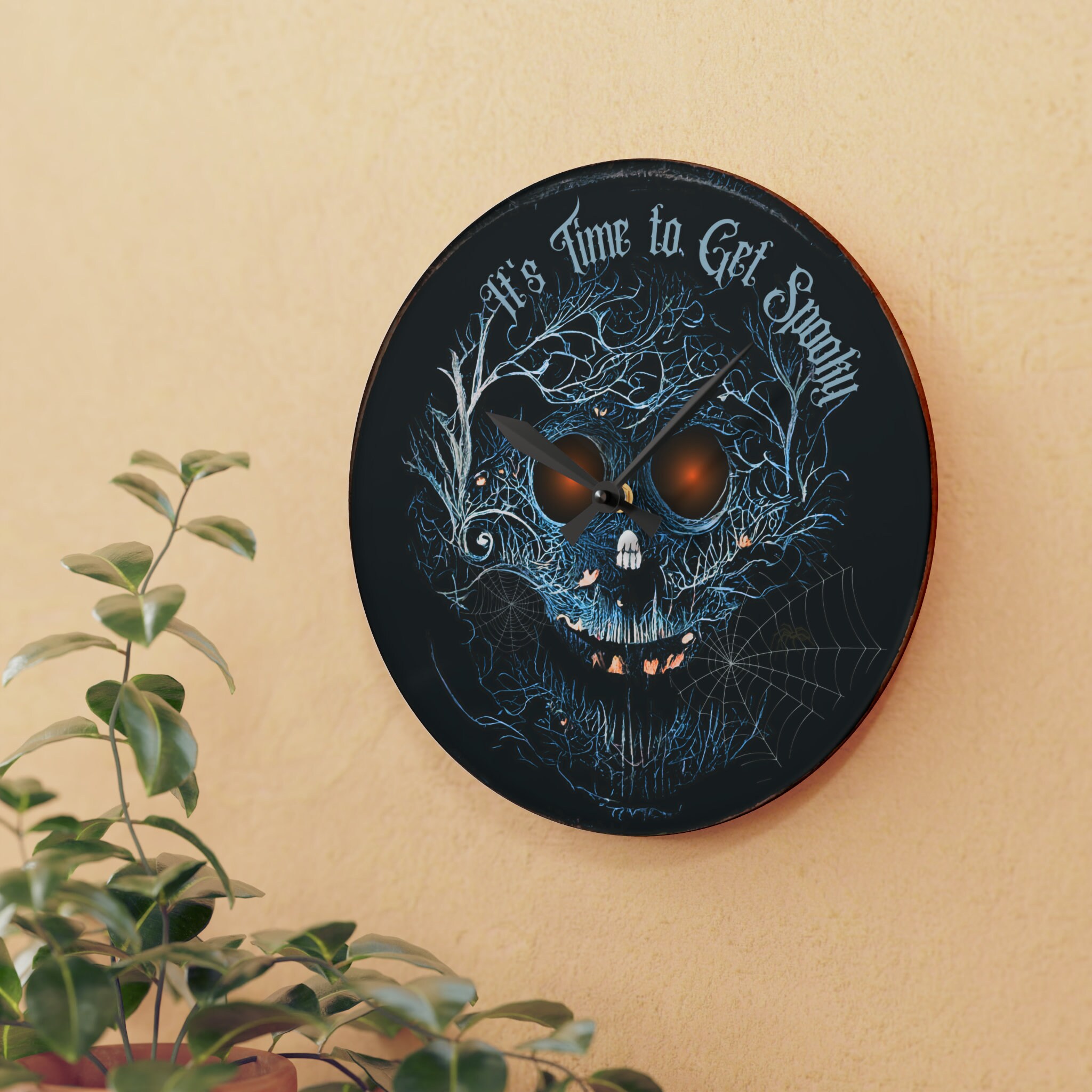 Creepy Halloween Hanging Decor Round Acrylic Wall Clock Halloween ...