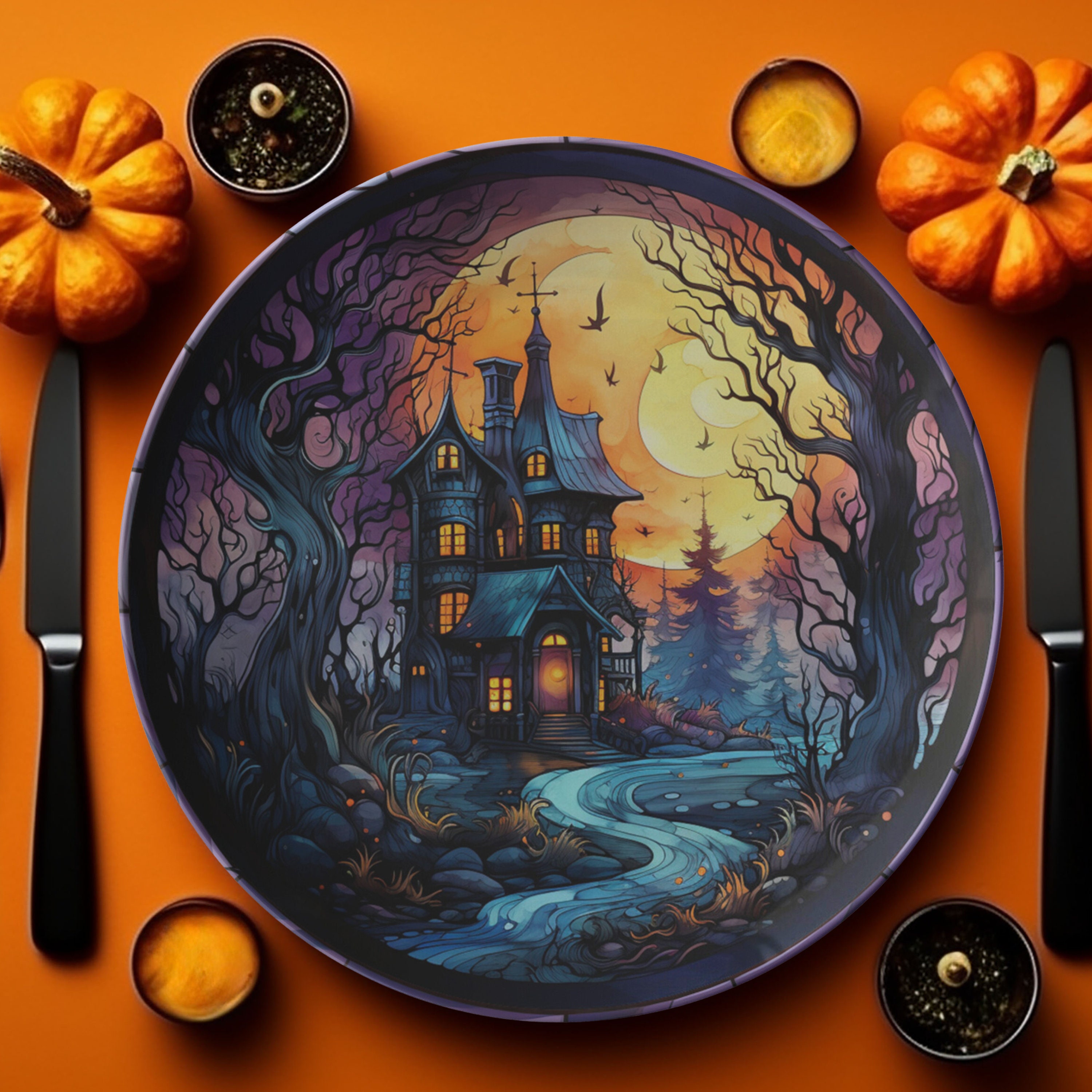 Thermosaf Polymer Halloween Plates Haunted Mansion Haunted House Decor ...