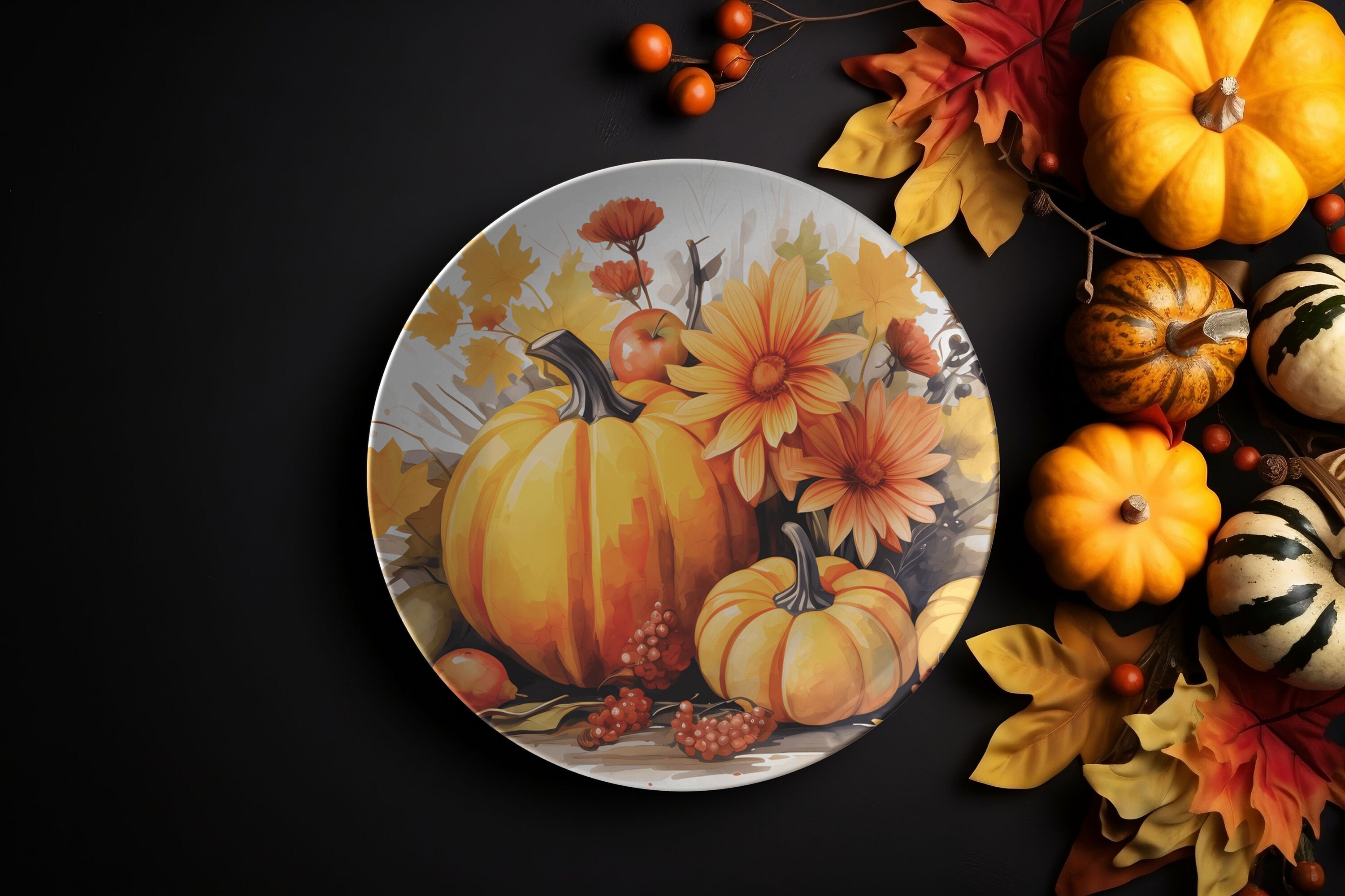 Thermosaf Polymer Rustic Fall Pumpkin Plates Autumn Decor Rustic Fall ...