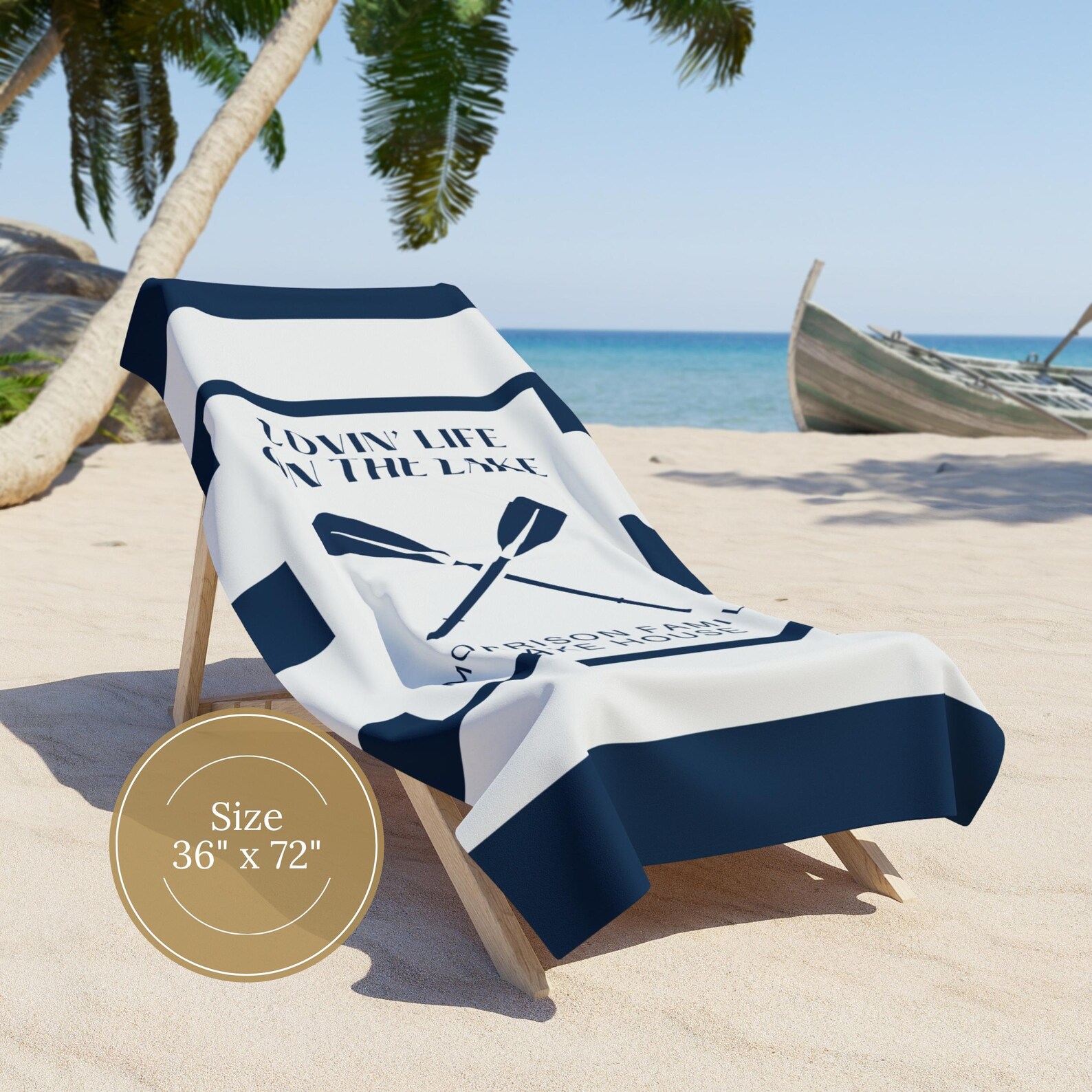 Custom Boat Towel Lakehouse Decor, Large Beach Towel Sailing Gift ...