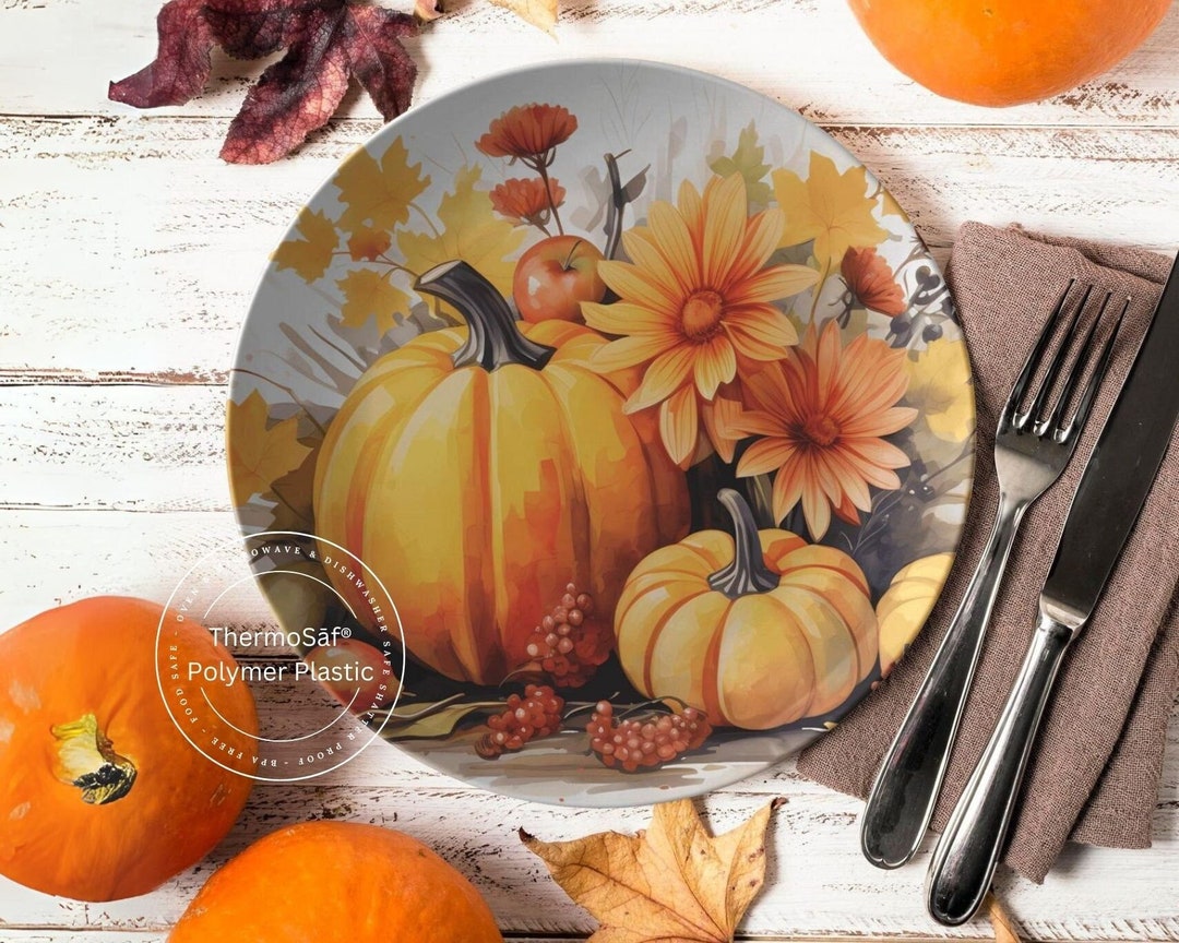 Thermosaf Polymer Rustic Fall Pumpkin Plates Autumn Decor Rustic Fall ...