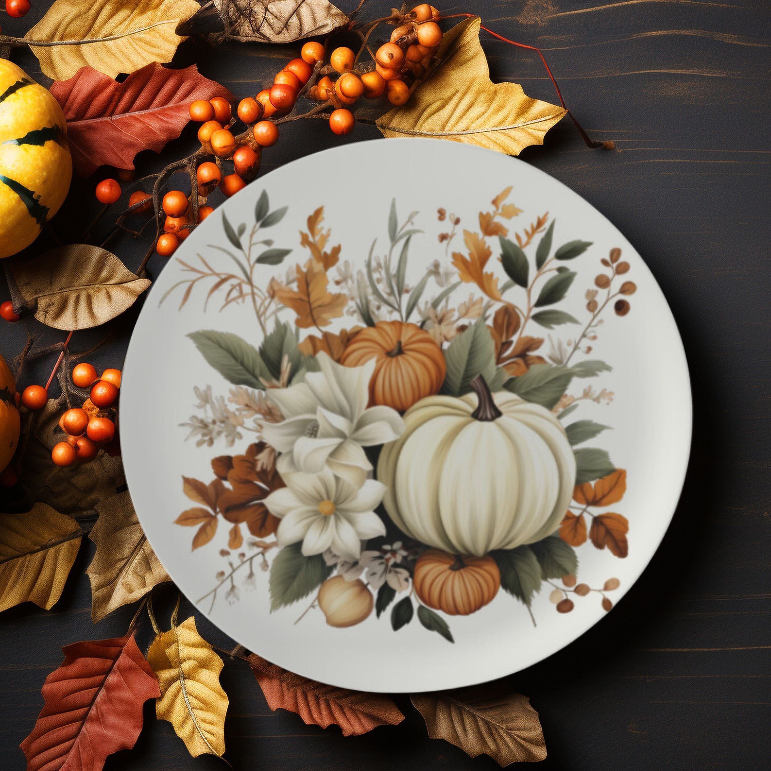 Bone China Pumpkin Plates White Pumpkin Plates Thanksgiving Dinnerware ...