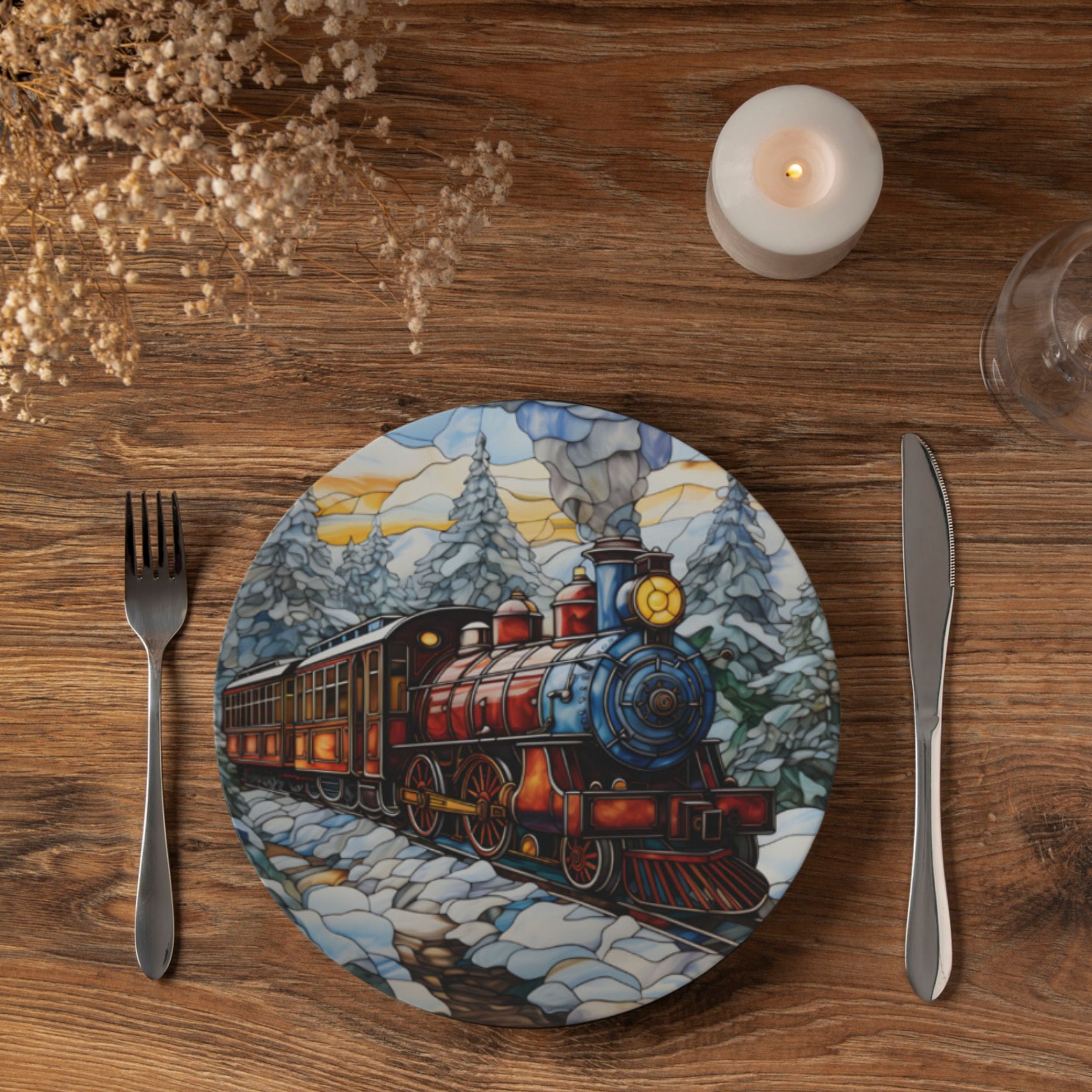 Bone China Christmas Train Dinner Plate Christmas Kitchen - Etsy