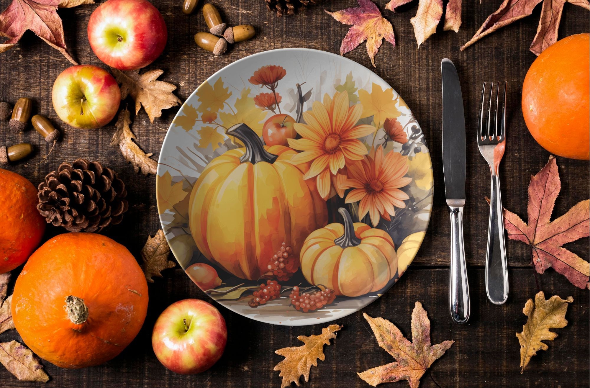 Thermosaf Polymer Rustic Fall Pumpkin Plates Autumn Decor Rustic Fall ...