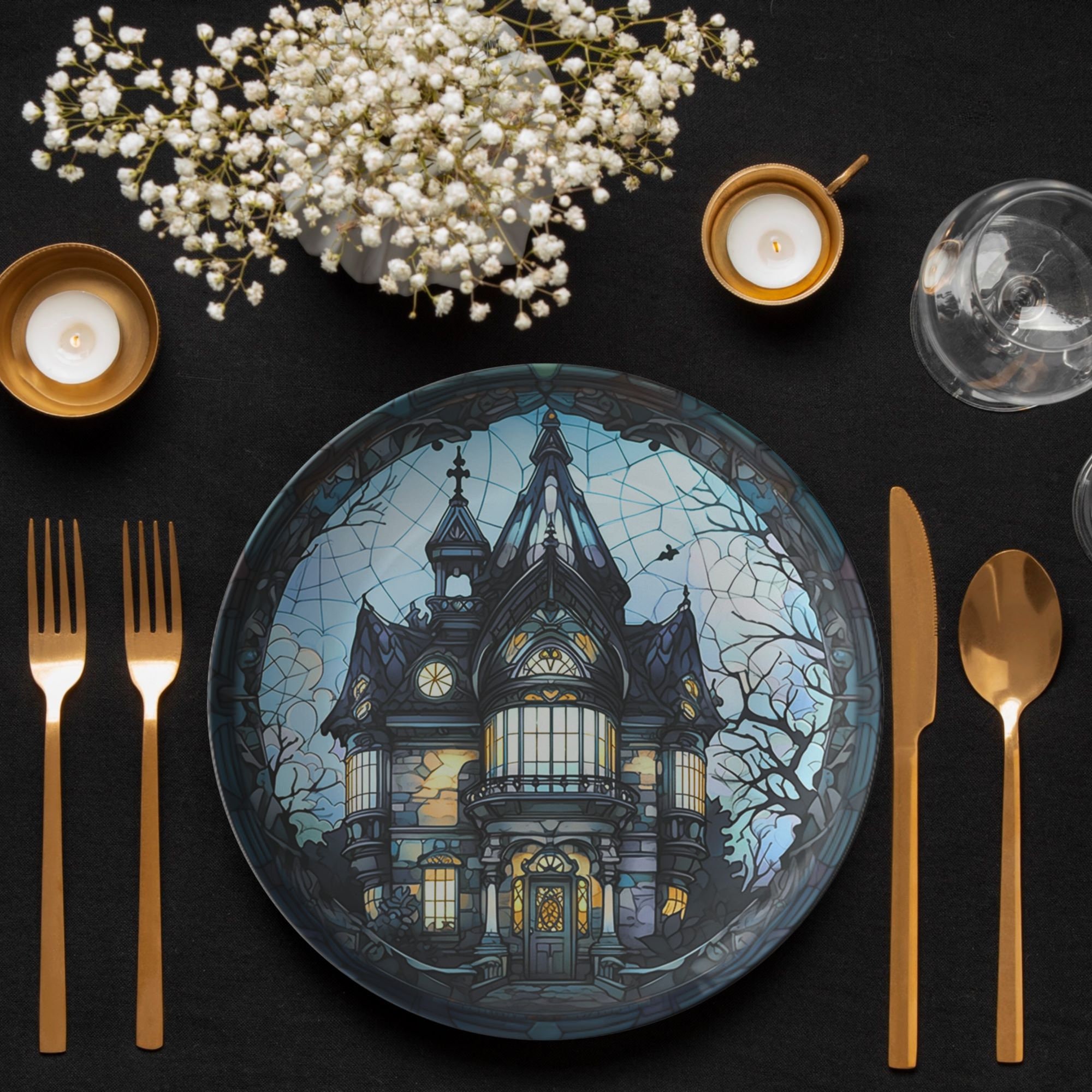 Thermosaf Polymer Halloween Plates Haunted Mansion Haunted House Decor ...