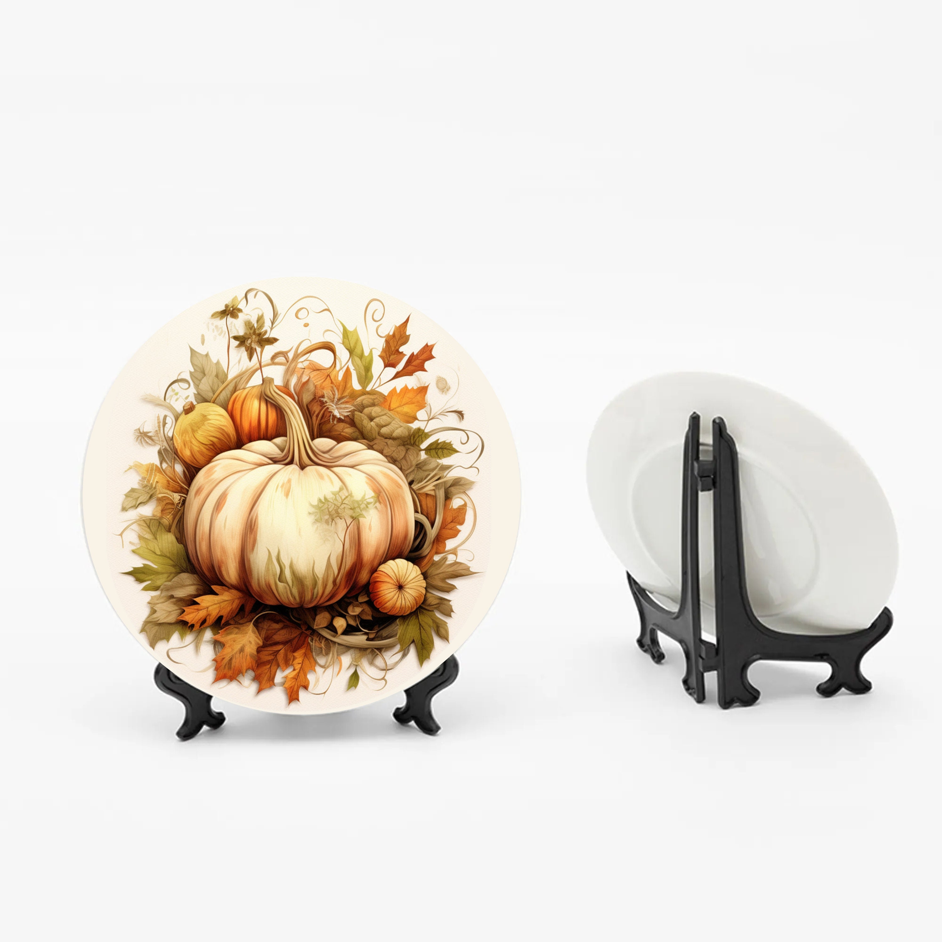 Bone China Pumpkin Plates White Pumpkin Plates Cottagecore Kitchen ...