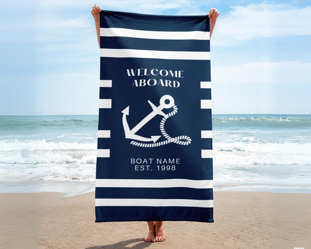 Custom Boat Towel Nautical Decor Large Beach Towel Boat Gifts ...