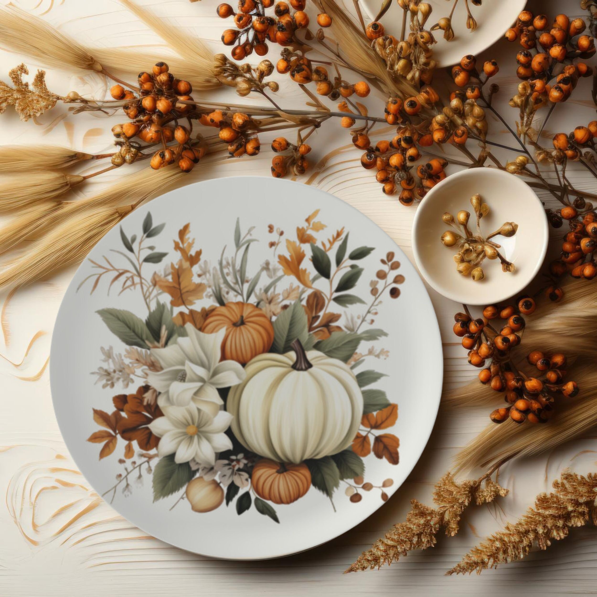 Bone China Pumpkin Plates White Pumpkin Plates Thanksgiving Dinnerware ...