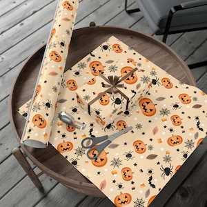 Halloween Wrapping Paper Holiday Wrapping Paper Roll Pumpkin Wrapping ...