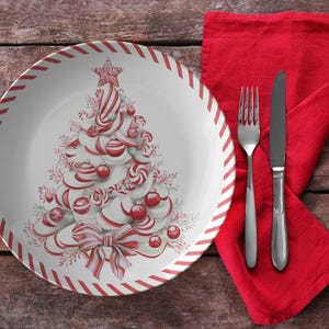 Candy Cane Christmas Tree Plate Holiday Dinnerware, Christmas Dishes ...