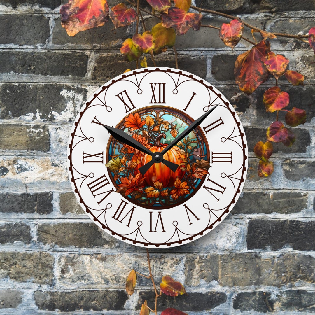 Rustic Halloween Decor Halloween Kitchen Wall Clock Rustic Pumpkin Fall ...