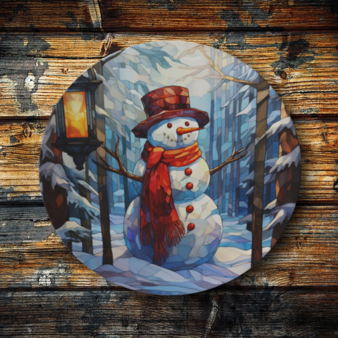 Bone China Snowman Dinner Plate Set, Snowman Christmas Decor Christmas ...