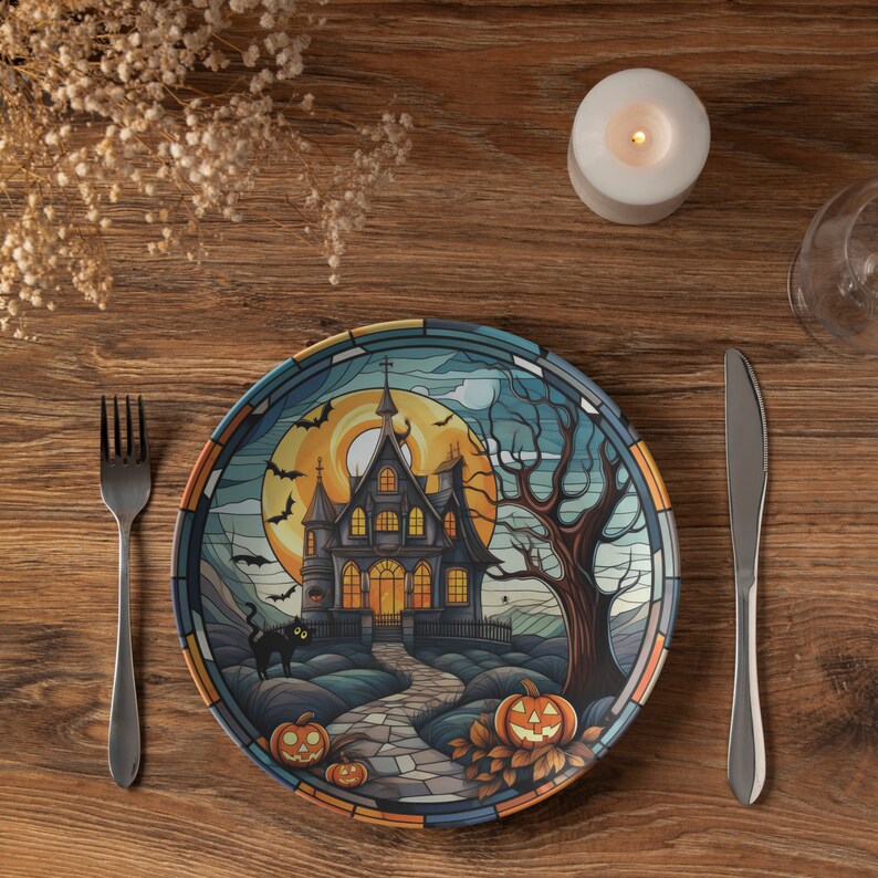 Thermosaf Polymer Halloween Plates Haunted Mansion Haunted House Decor ...