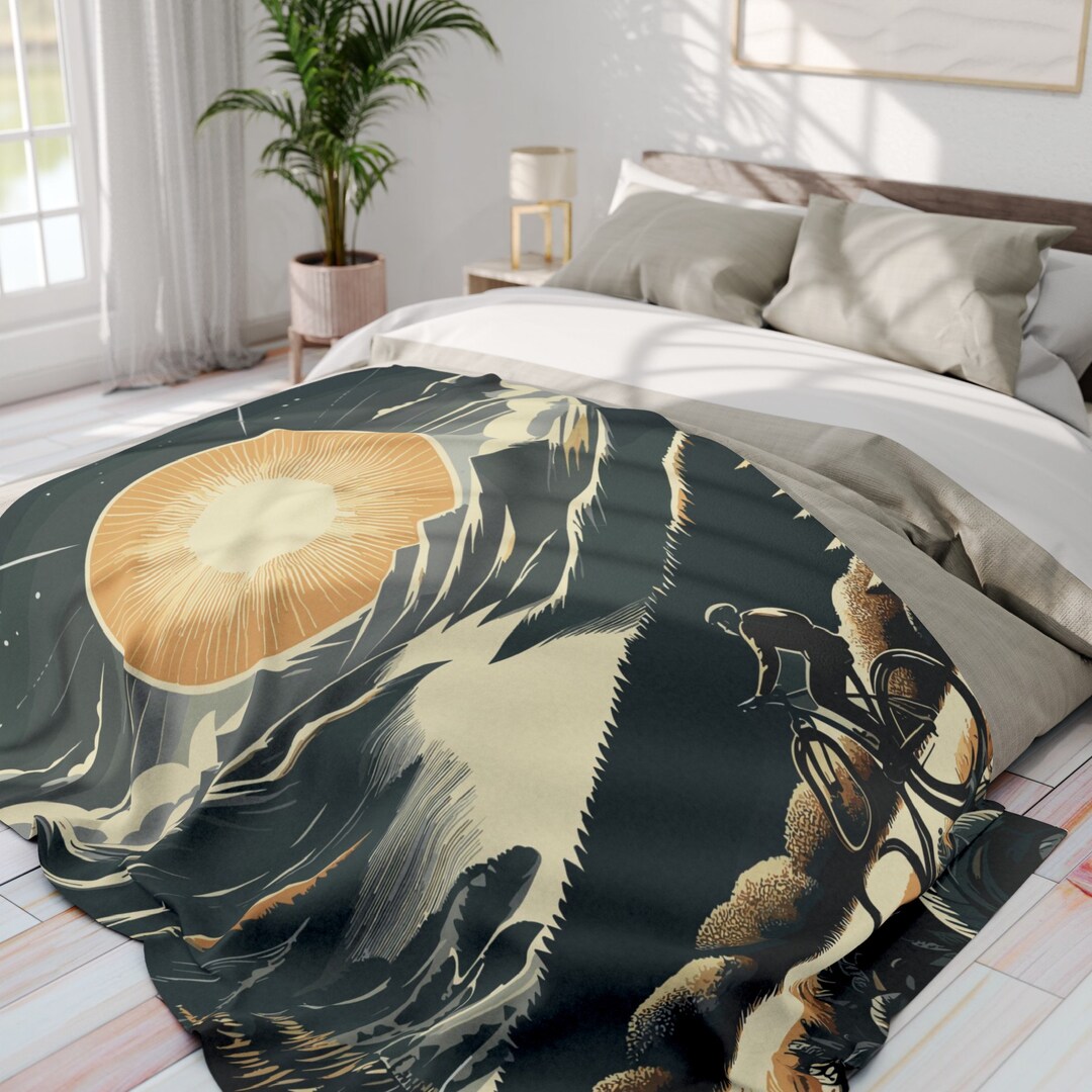 Mountain Bike Blanket Mountain Bike Gift, Mens Blanket Velveteen Minky ...