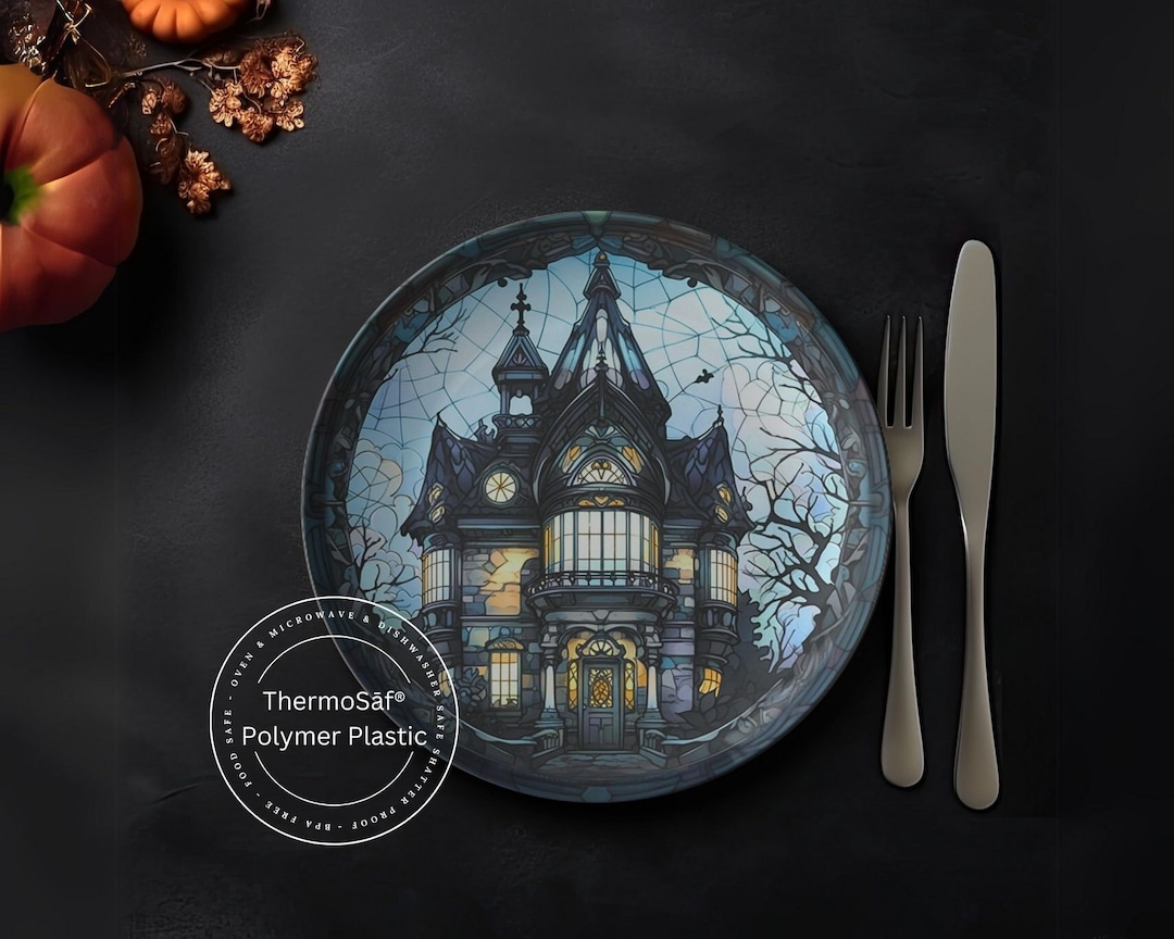 Thermosaf Polymer Halloween Plates Haunted Mansion Haunted House Decor ...