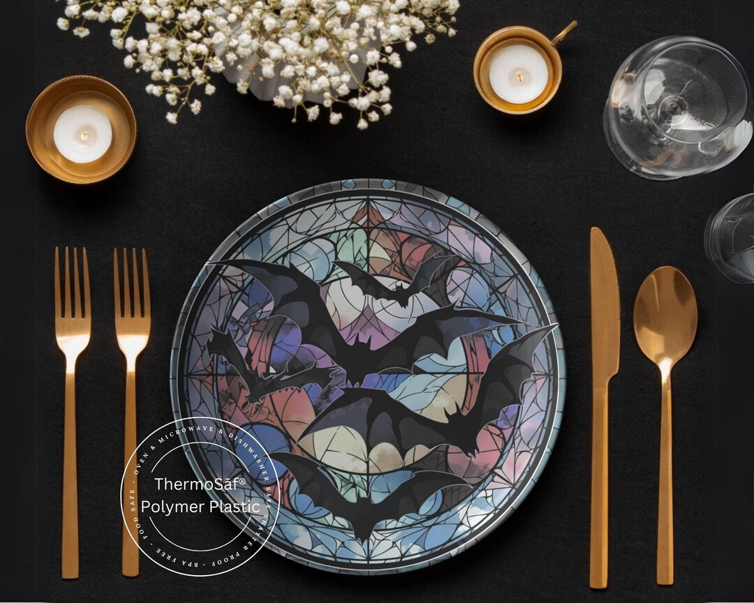 Thermosaf Polymer Halloween Bats Decor, Creepy Halloween Plates Spooky ...
