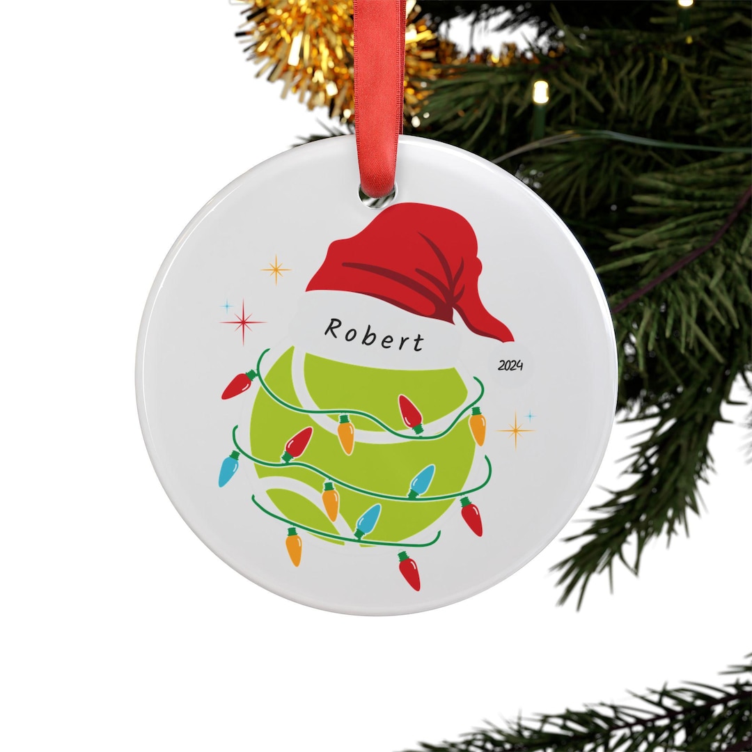 Personalized Tennis Ball Ornament, Custom Name Holiday Ornament Tennis ...